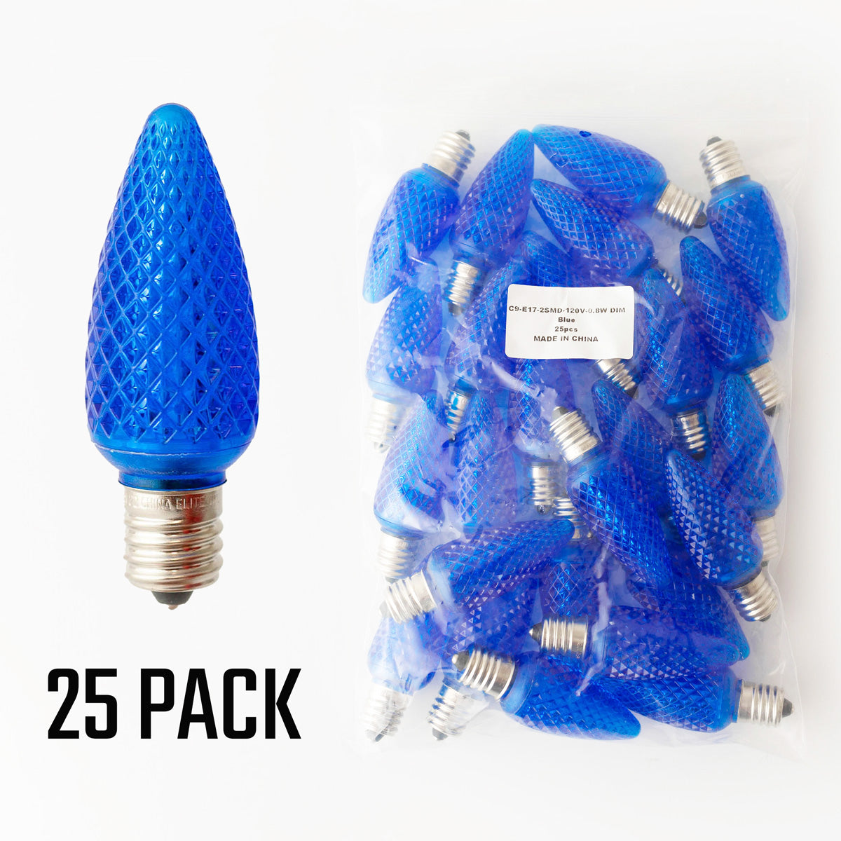Blue - C9 LED Bulbs - Bag of 25- Faceted — Elite Illumination