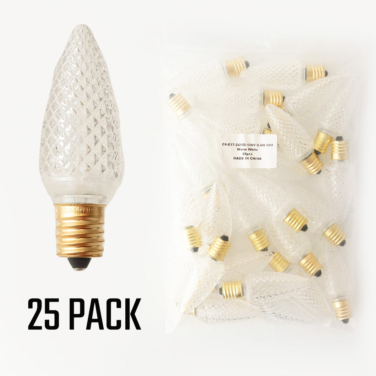 Warm White - C9 LED Bulbs - Bag of 25- Faceted — Elite Illumination